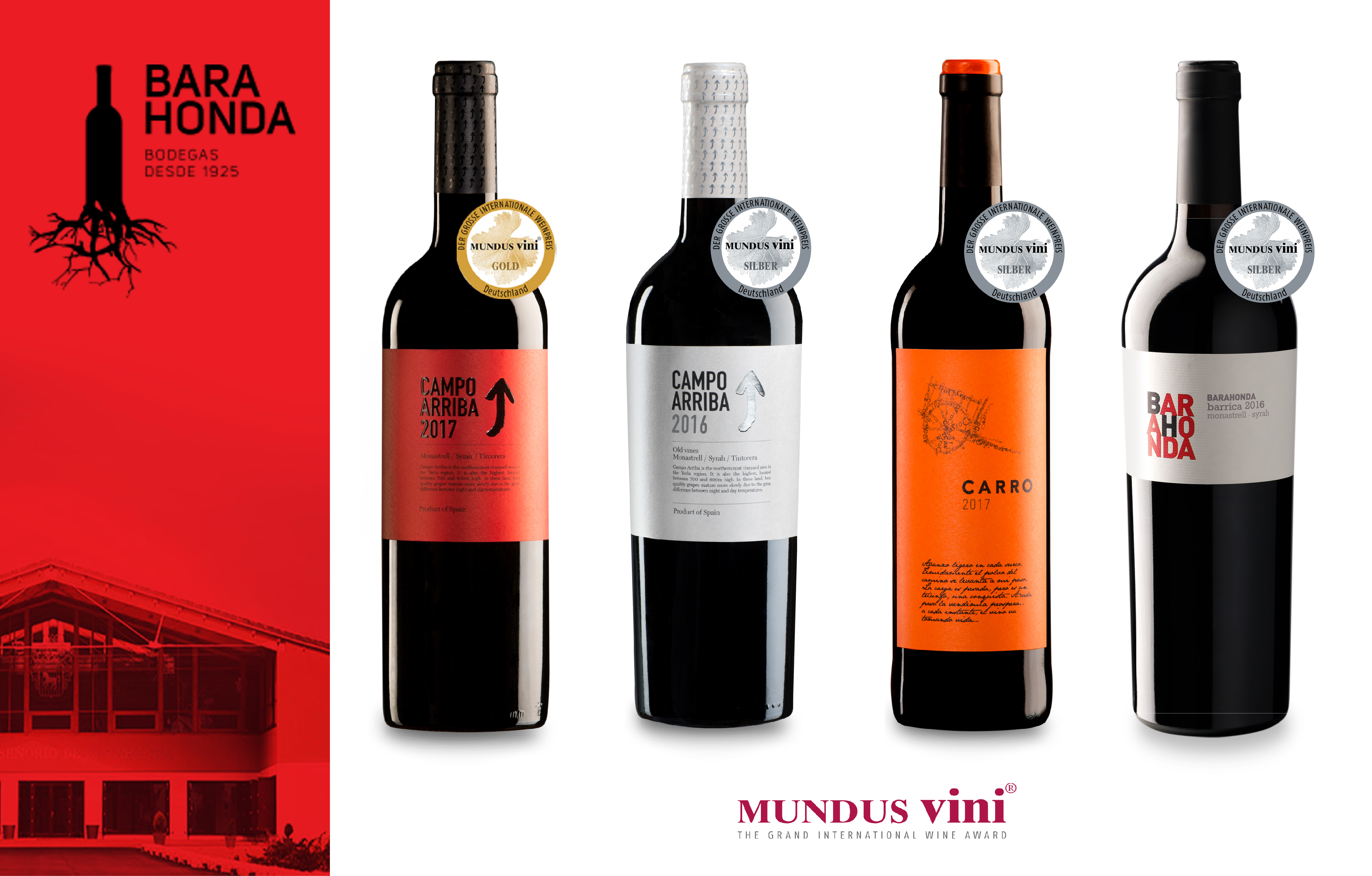 Cuatro vinos de Barahonda premiados en Mundus Vini | Barahonda